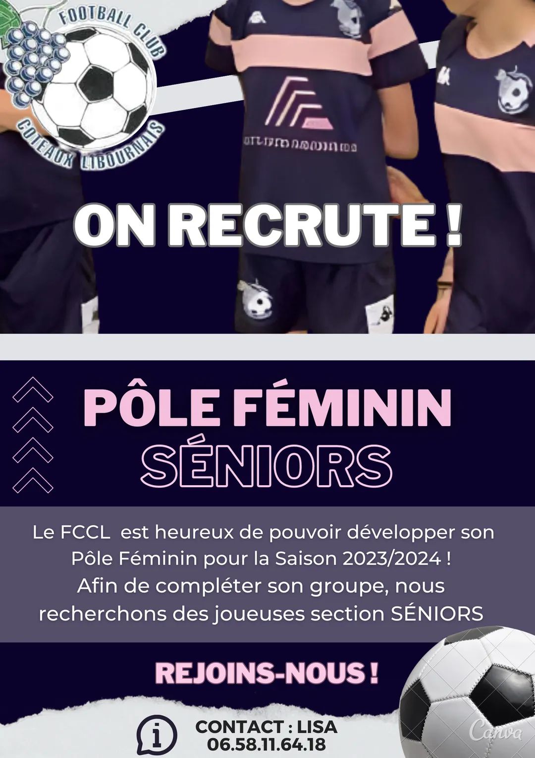 Recrutement Féminines - FCCL - Famfoot