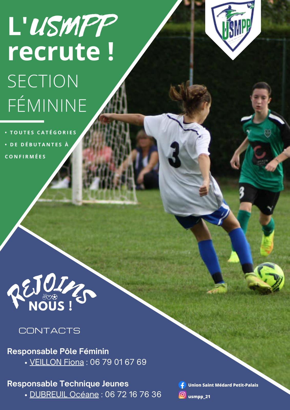 L'USMPP recrute des joueuses toutes catégories - Famfoot